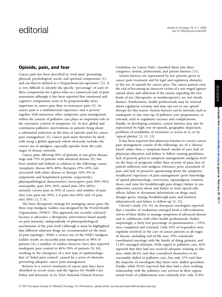 Opioids, Pain, and Fear | PDF | Opioid | Pain Management