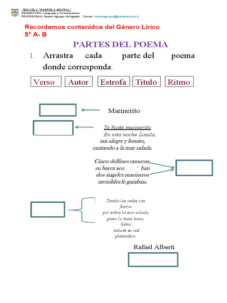 Partes Del Poema 5to A-B | PDF | Forma poética | Poética