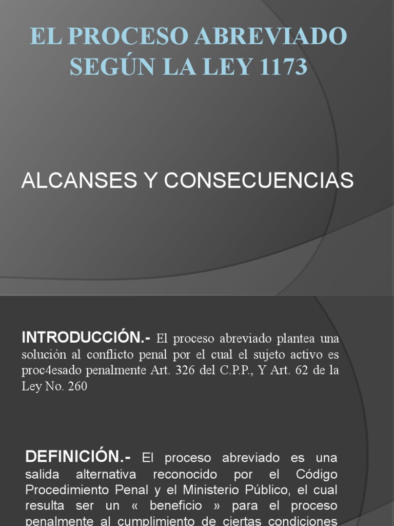 Diapositiva Proceso Abreviado 1173 | PDF | Sentencia (ley) | Derecho penal