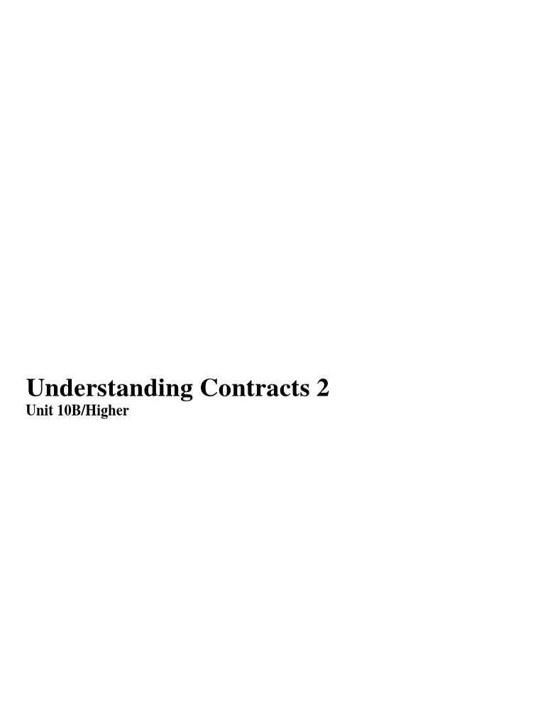 Understanding Contracts 2: Unit 10B/Higher | PDF | Breach Of Contract ...