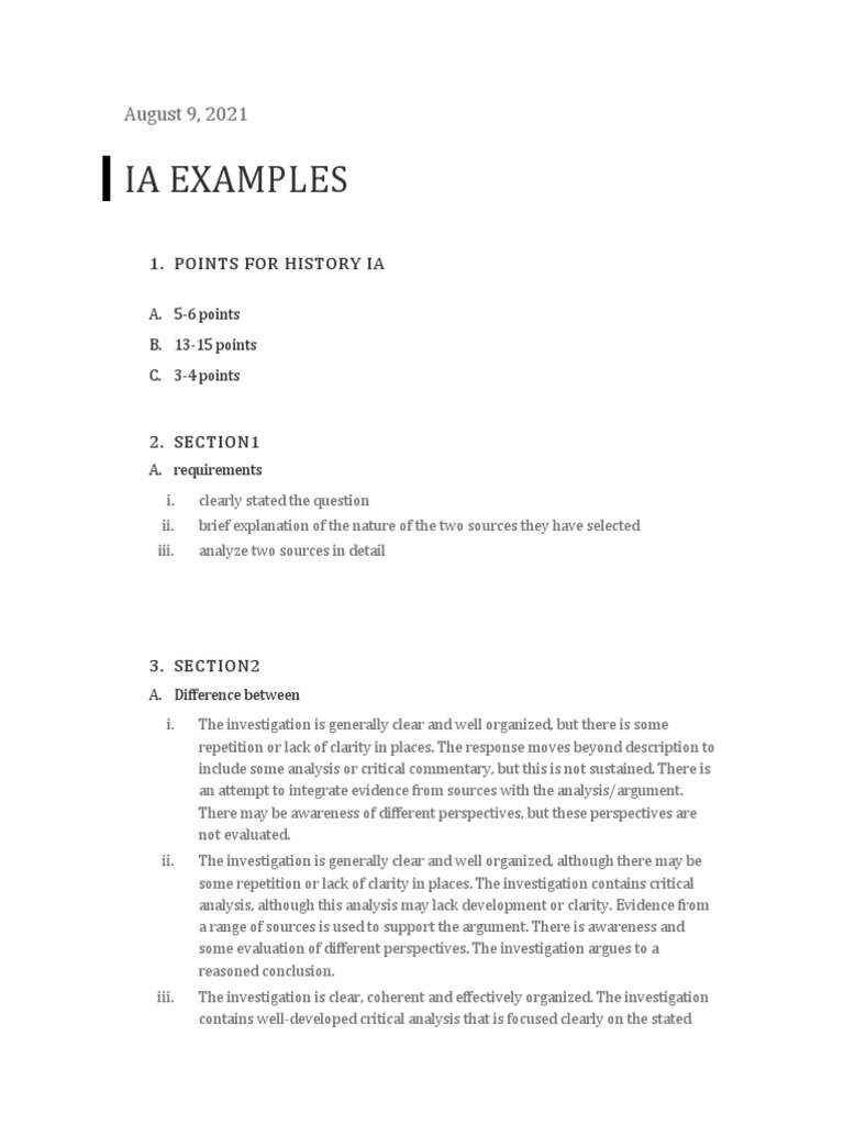 IB History IA Guidelines and Examples | PDF | Career & Growth