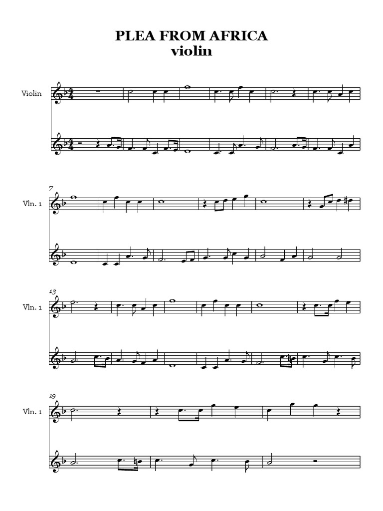 Plea From Africa Violin | PDF