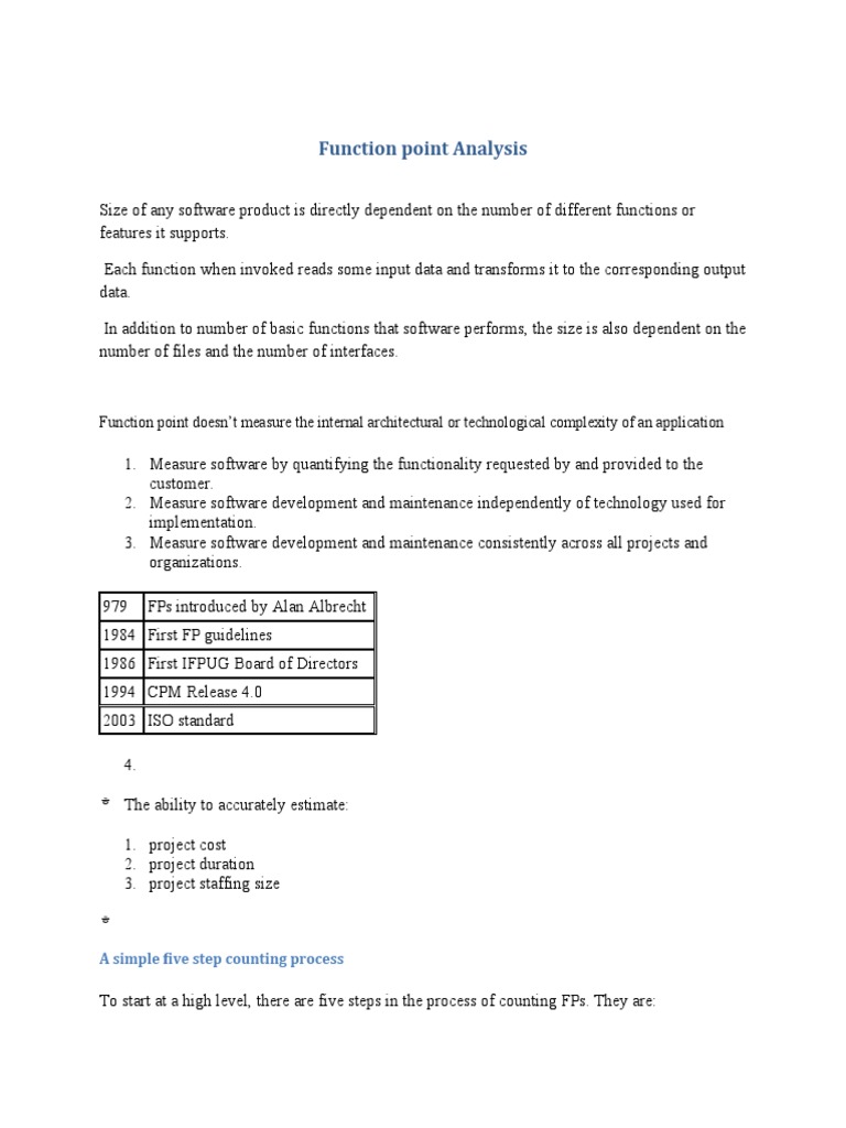 Function Point Analysis A Simple Five Step Counting Process Pdf Databases Function