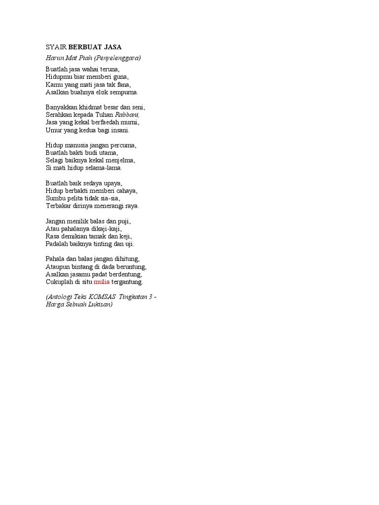 Syair Berbuat Jasa | PDF