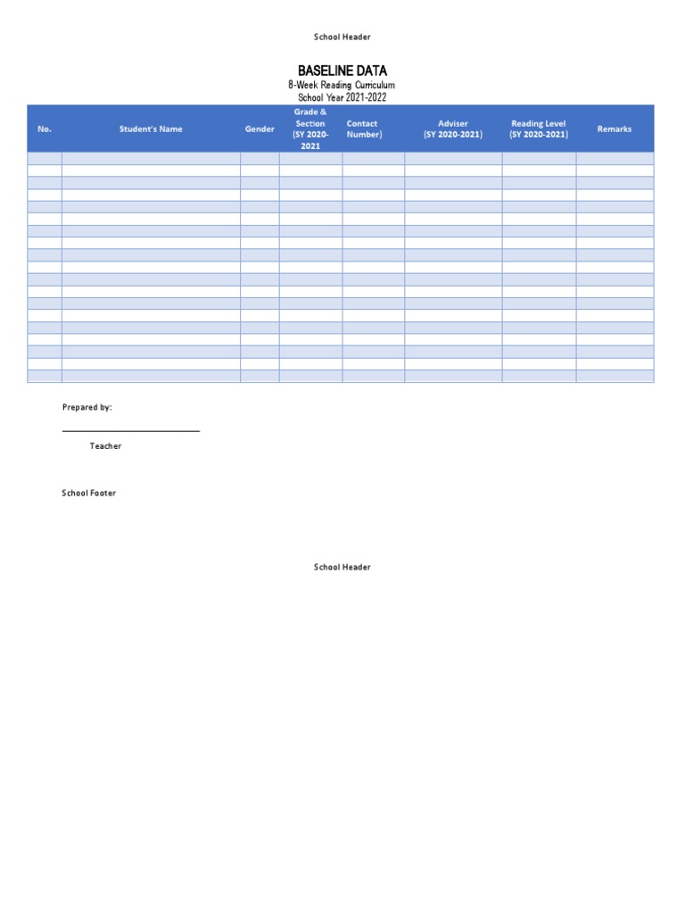 Baseline Data Form | PDF