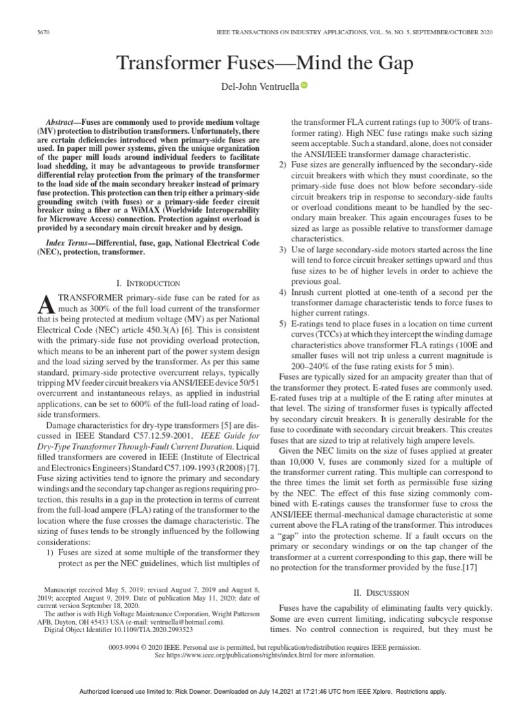 Transformer Fuses Mind The Ga IEEE IAS | PDF | Fuse (Electrical ...