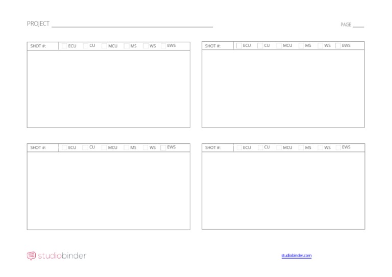A4 Storyboard Template - 4-Panel - Landscape - StudioBinder | PDF