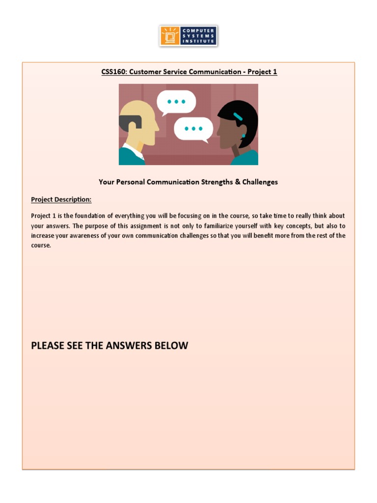 Please See The Answers Below: CSS160: Customer Service Communication ...