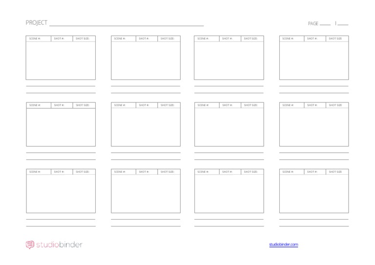 A4 Storyboard Template - 12-Panel - Landscape - StudioBinder | PDF