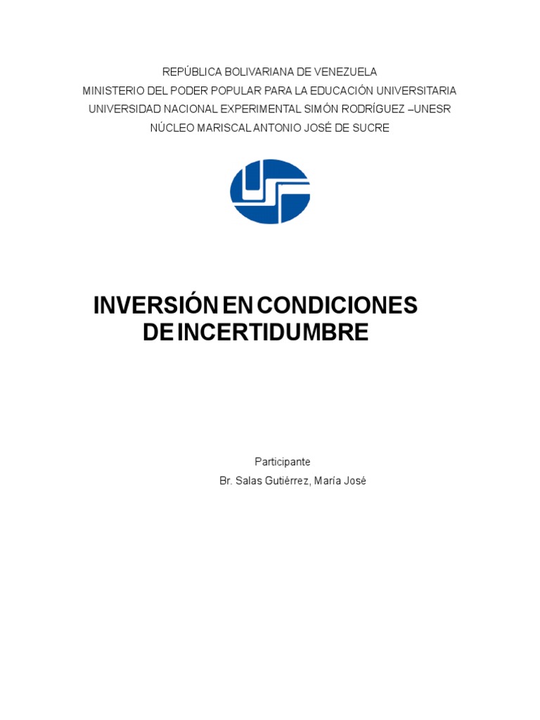 Inversion en Condiciones de Incertidumbre | PDF | Incertidumbre | Riesgo