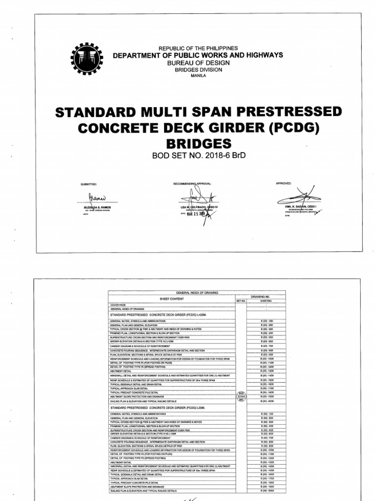 Standard Plan For Multi Span PCDG Bridge | PDF