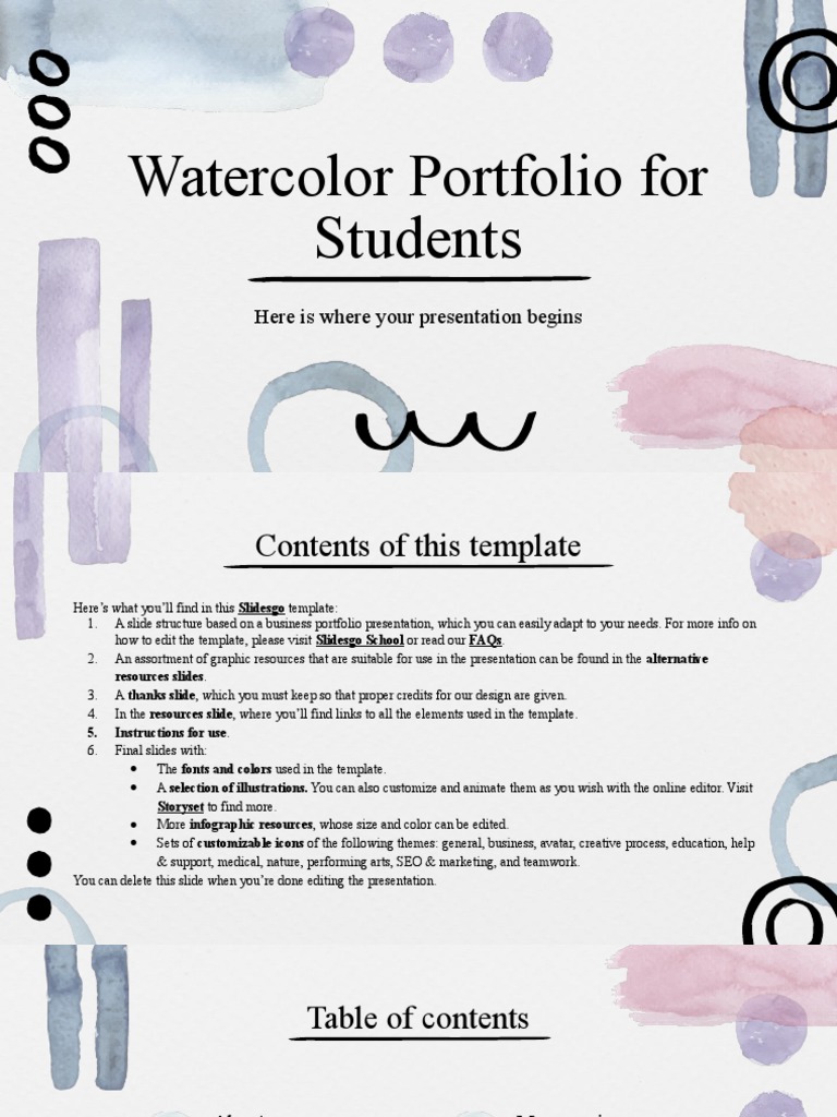 Watercolor Portfolio For Students by Slidesgo | PDF | Planets | Jupiter