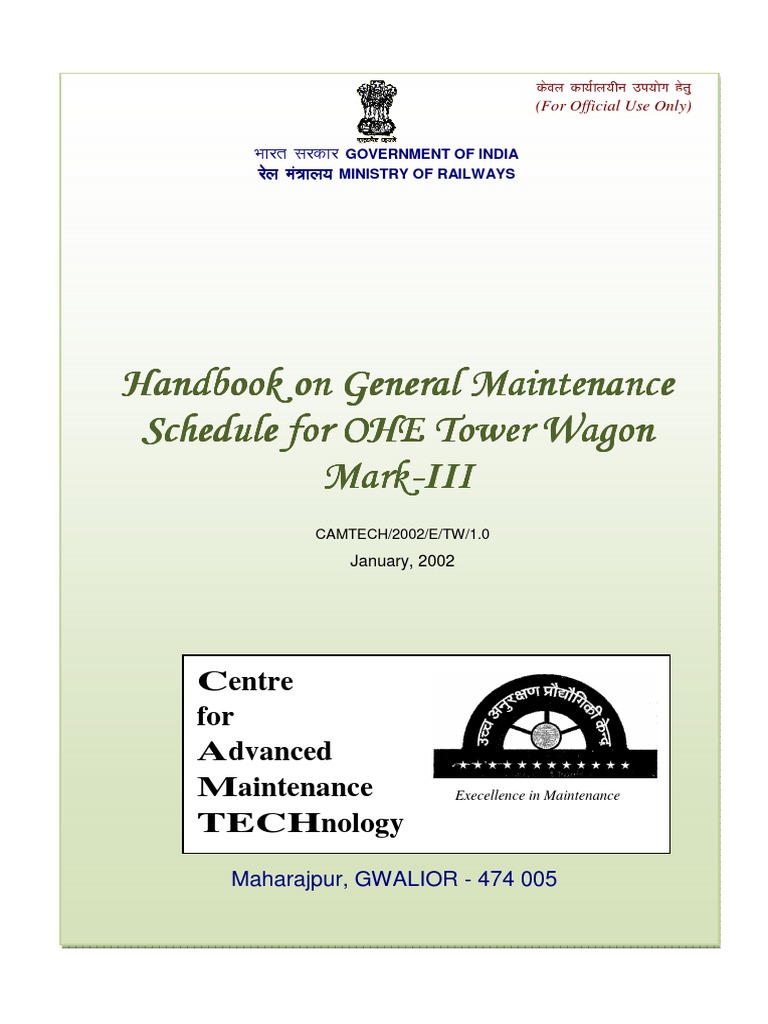 Handbook On General Maintenance Schedule For 4 Wheeler Tower Wagon Mark ...