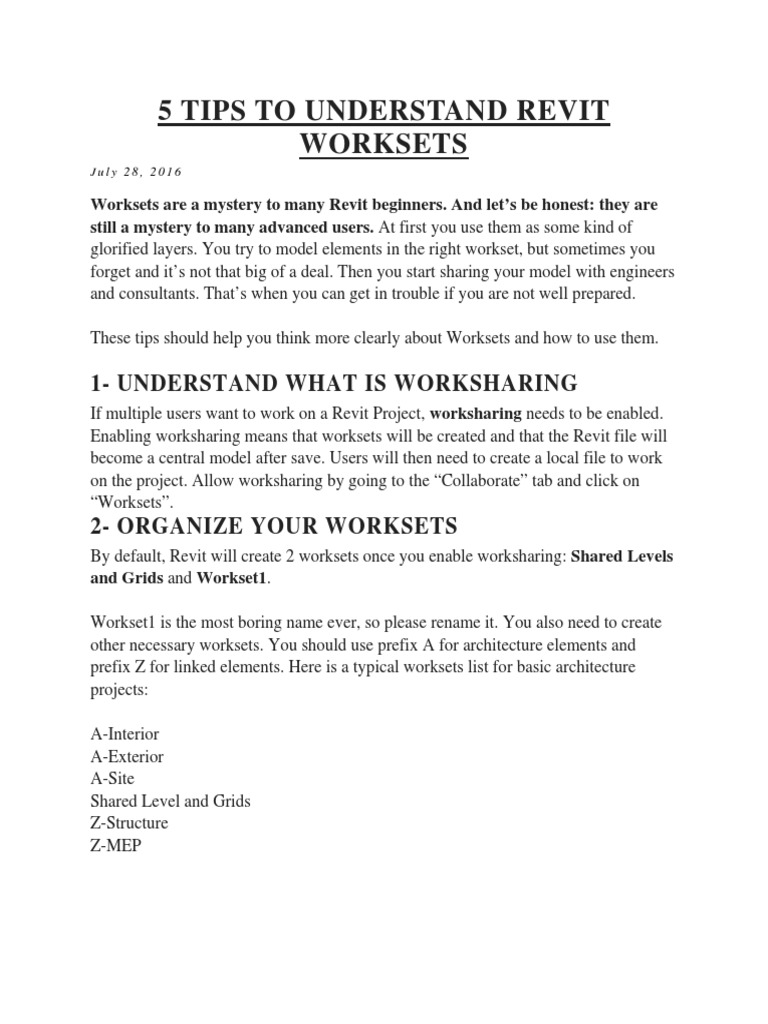 5 Tips To Understand Revit Worksets | PDF | Autodesk Revit | Software ...