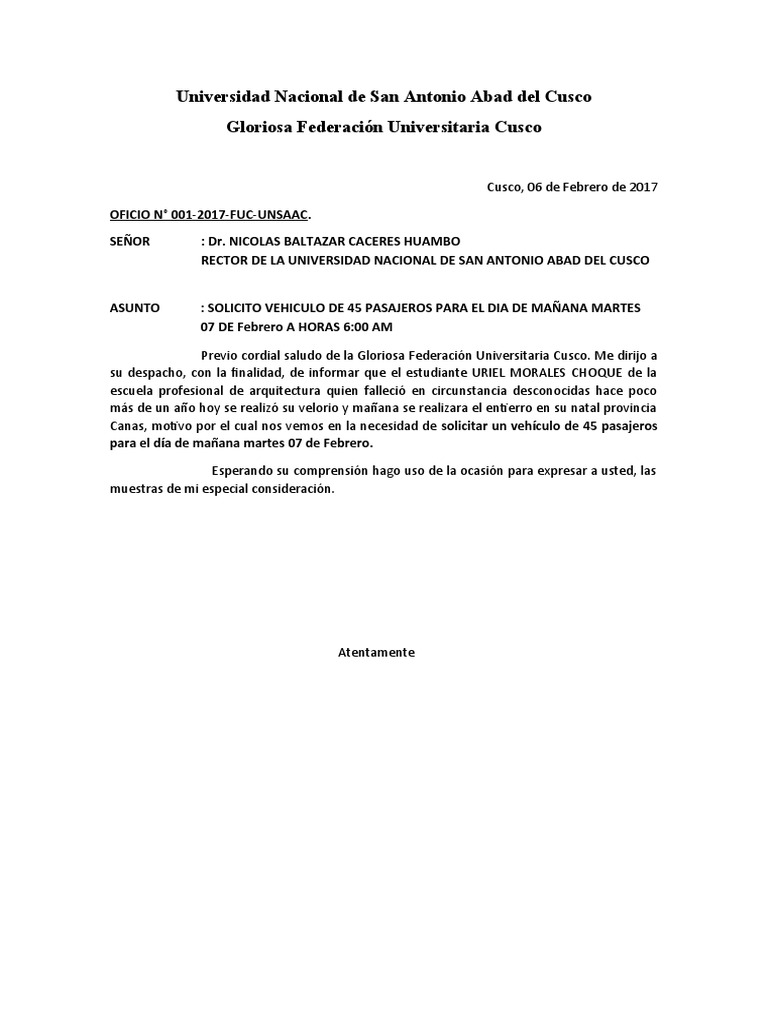 Oficio 1 Rector | PDF