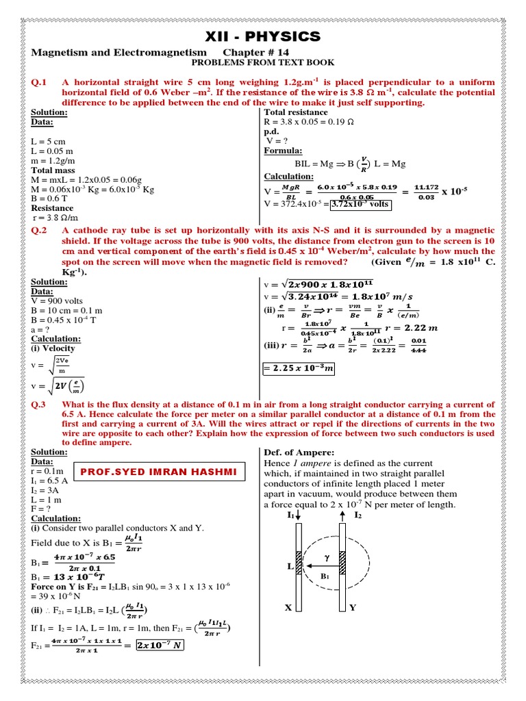 Magnetism and Electromagnetism Problems | PDF | Transformer | Inductor