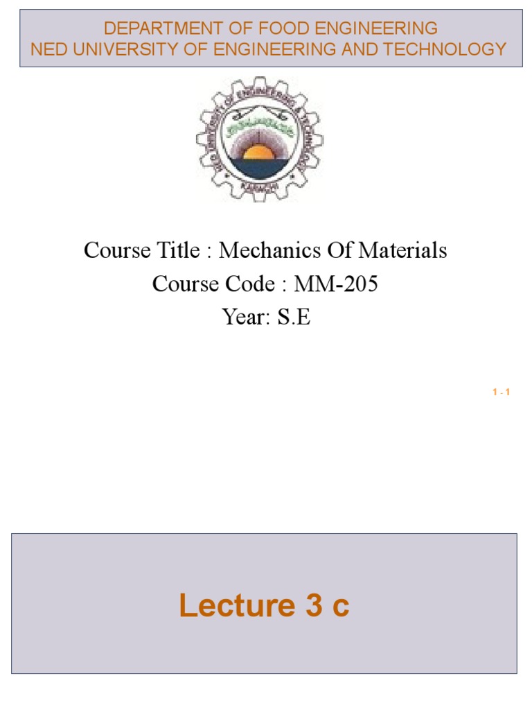 Course Title: Mechanics of Materials Course Code: MM-205 Year: S.E ...