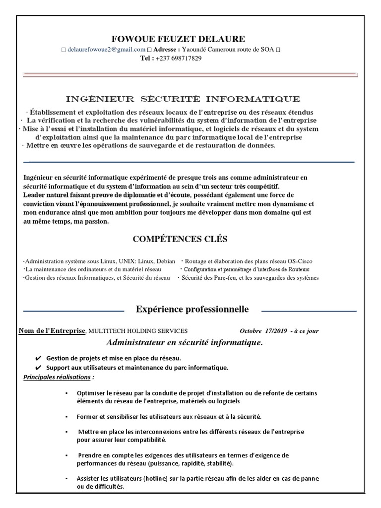 CV Fowoue Quebec | PDF | Informatique | Linux