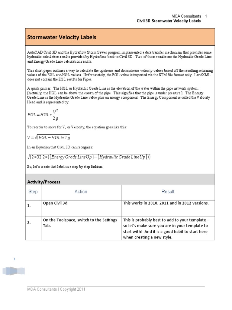 Civil 3D Storm Water Velocity Labels | PDF | Physics | Drainage
