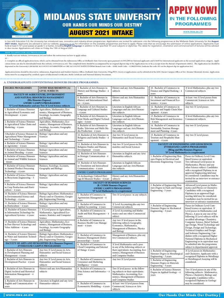 August 2021 Msu Programmes 2 | PDF | Bachelor's Degree | Bachelor Of ...