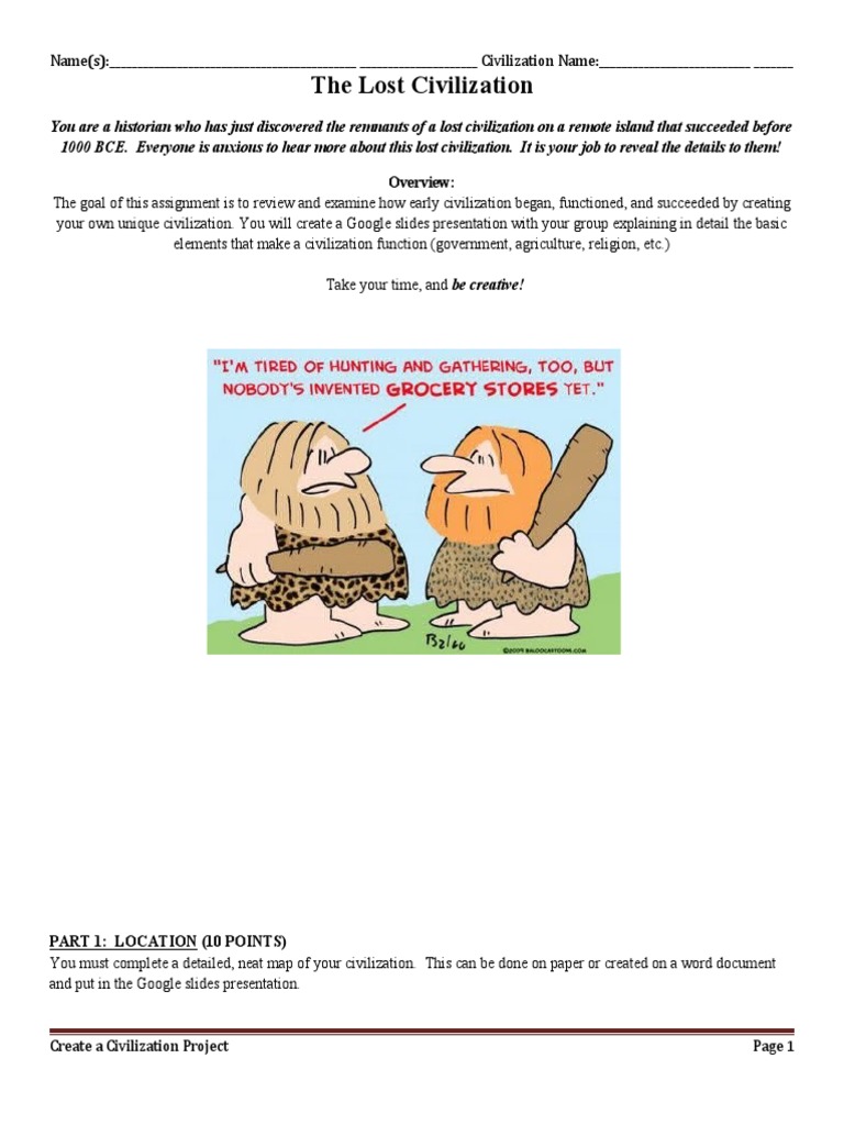 Create A Civilization Project 6th Grade | PDF | Civilization | Agriculture