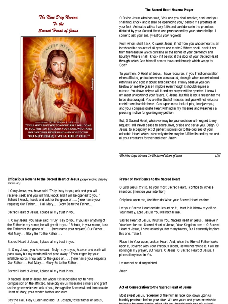Novena to the Sacred Heart of Jesus | PDF | Grace In Christianity | Mercy