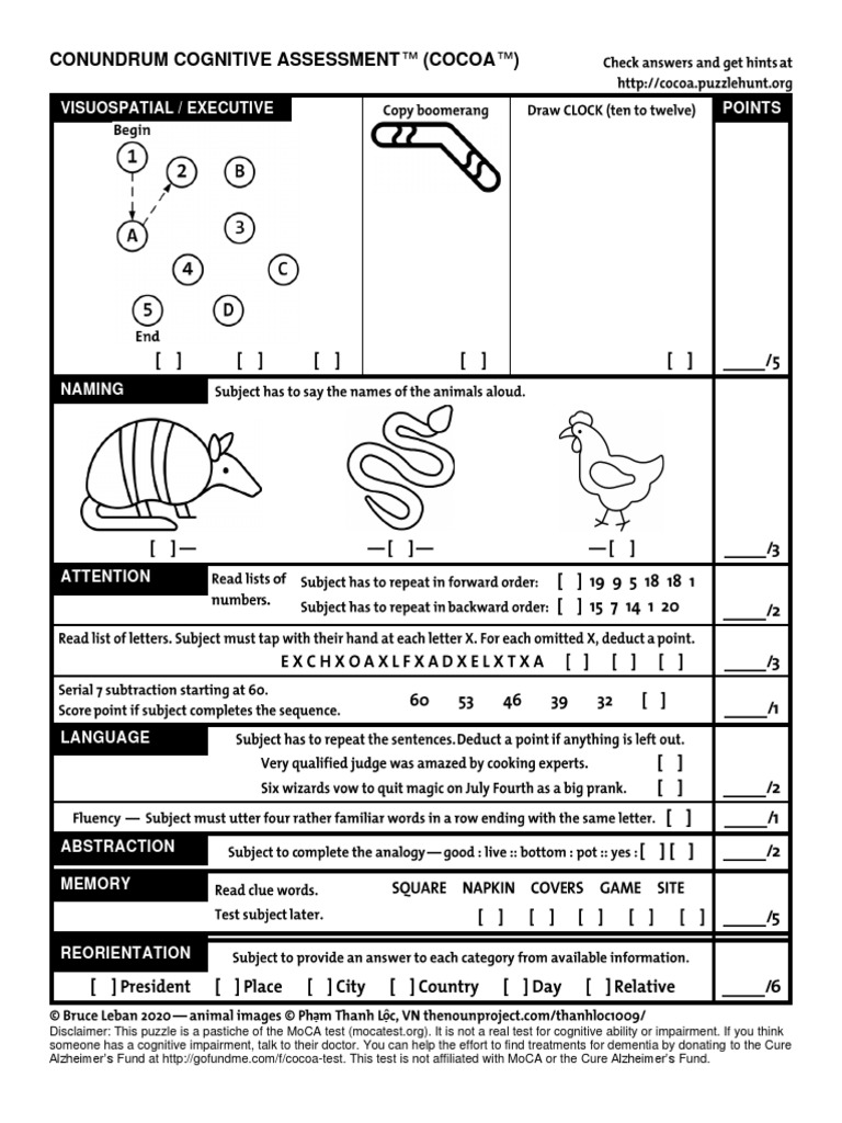 Conundrum Cognitive Assessment: ™ (COCOA™) | PDF | Self-Improvement