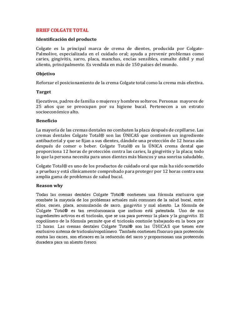 Brief COLGATE TOTAL | PDF