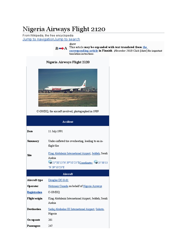 Nigeria Airways Flight 2120: Jump To Navigation Jump To Search | PDF ...