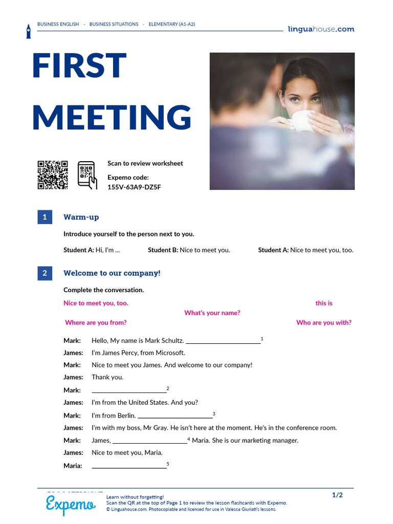 First Meeting British English Teacher Ver2 | PDF | Communication | Cognition