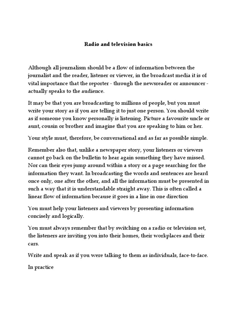 Basics of Writing For Radio | Download Free PDF | Cognition | Human ...