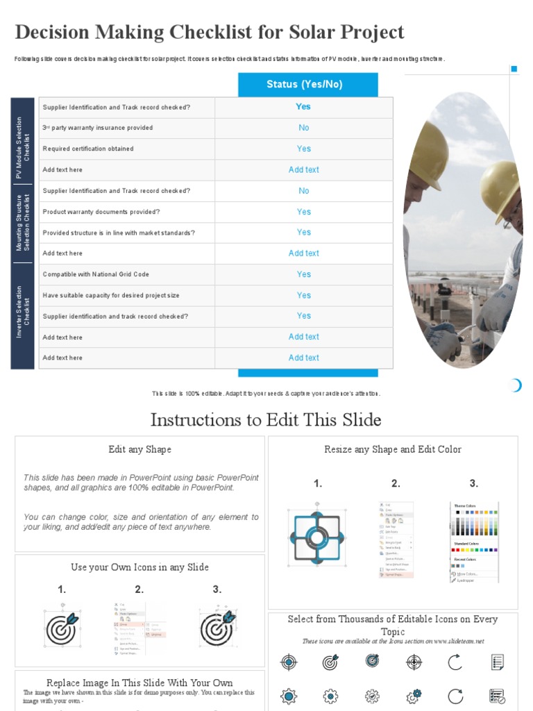 Decision Making Checklist For Solar Project: Status (Yes/No) | PDF ...