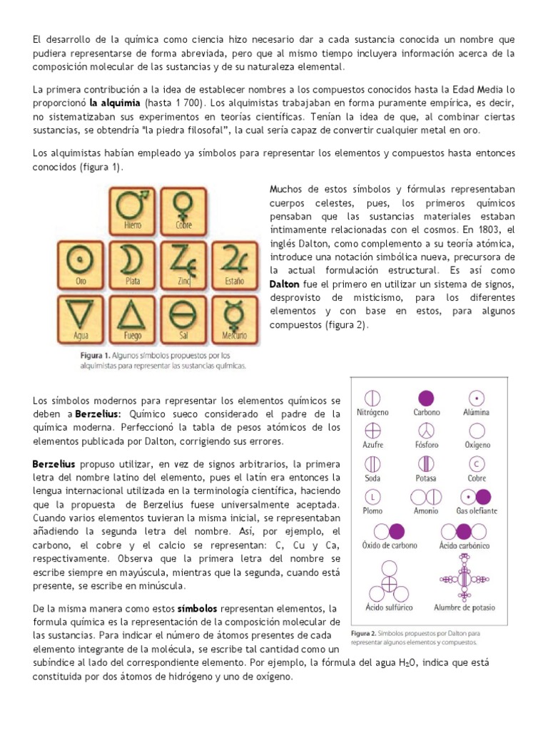 Los Símbolos y Las Fórmulas Químicas A Través de La Historia | PDF ...