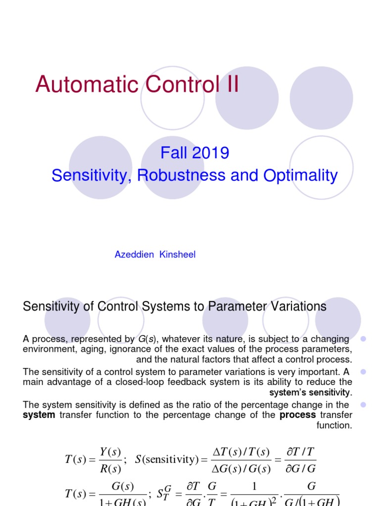 Automatic Control II - Sensitivity Robustness and Optimality | PDF | Automation | Computer Science