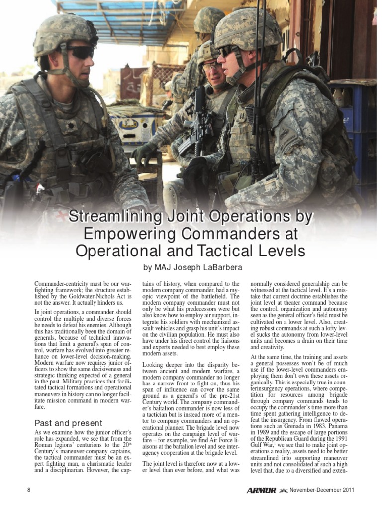 Streamlining Joint Operations by Empowering Commanders at Operational and Tactical Levels (Armor ...