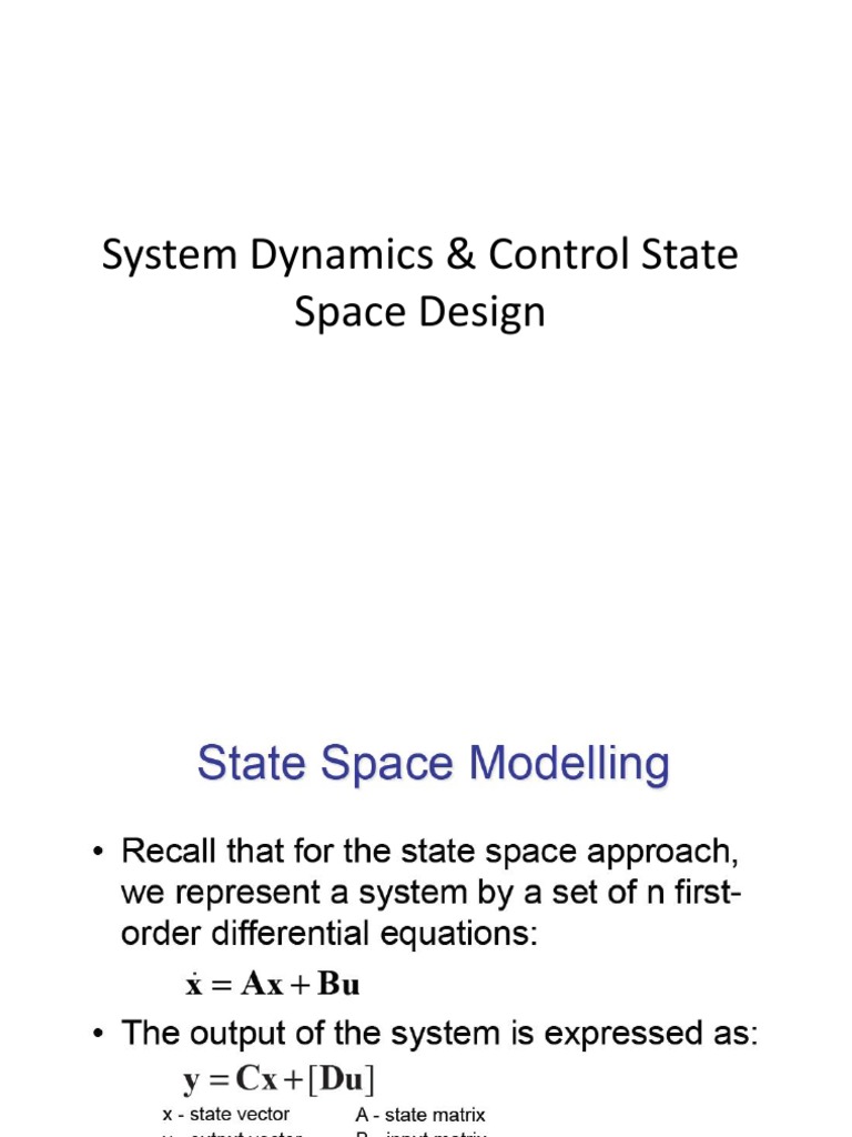Automatic Control II Control System Design in State Space | PDF ...