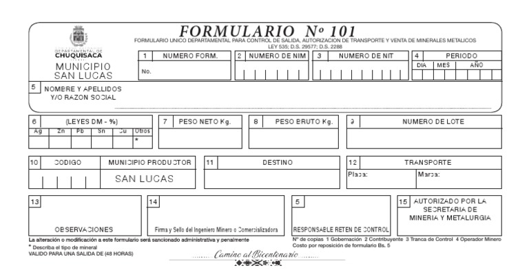 Formulario 101 | PDF | Extracción de recursos | Mineralogía