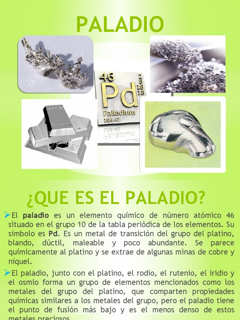 Propiedades y Usos del Paladio | PDF | Paladio | Platino