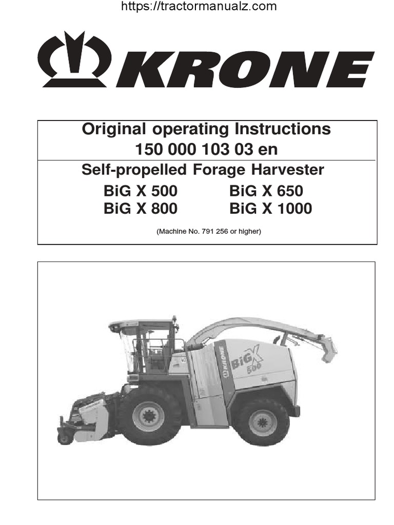 Krone Big X 500 650 800 1000 Operator Manual | PDF | Engines | Transport