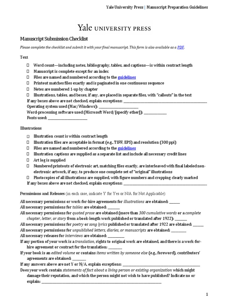 Yale Manuscript Submission Guide | PDF | Computer File | Text