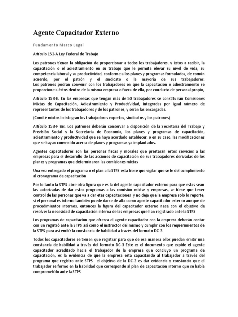 Agente Capacitador Externo Resumen | PDF