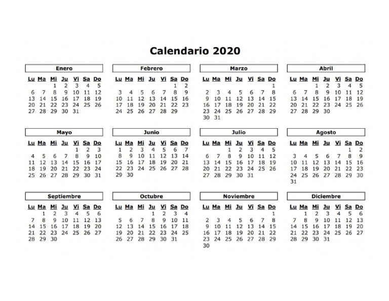 Calendario 2020 | PDF
