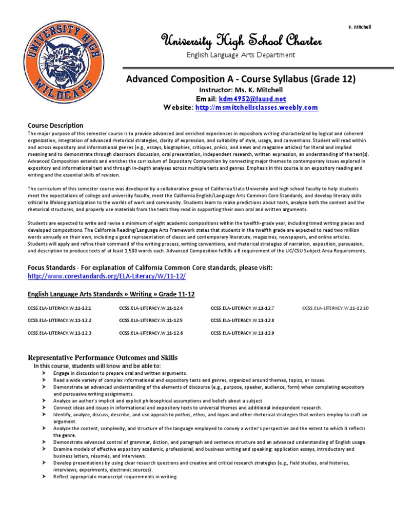 Advanced Composition Syllabus | PDF | Rhetoric | Profanity