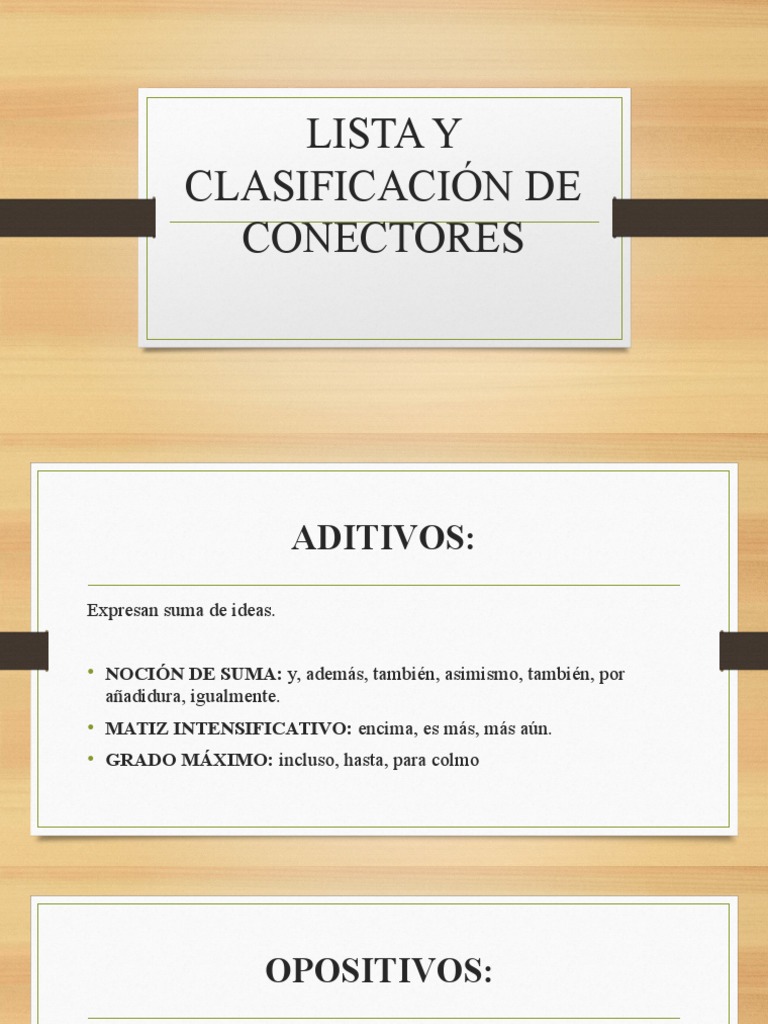 Lista y Clasificación de Conectores | PDF