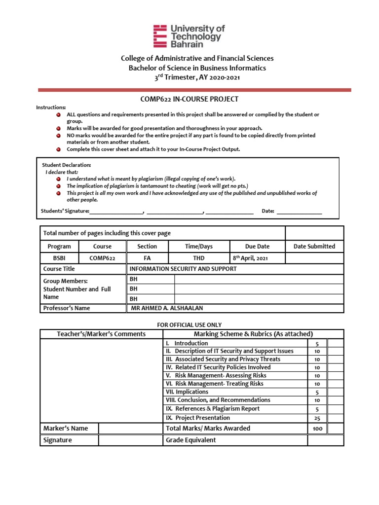 COMP622 - In-Course Project 3rd Tri 2020-2021 | PDF | Computer Security ...