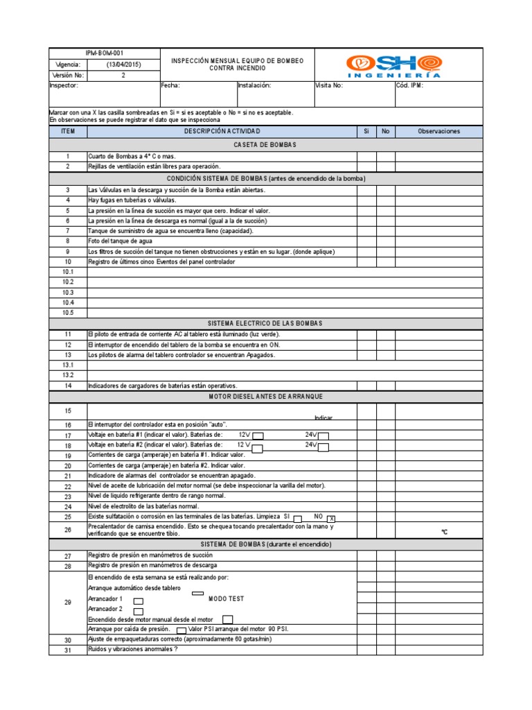 Formato Inspecciones SCI | PDF