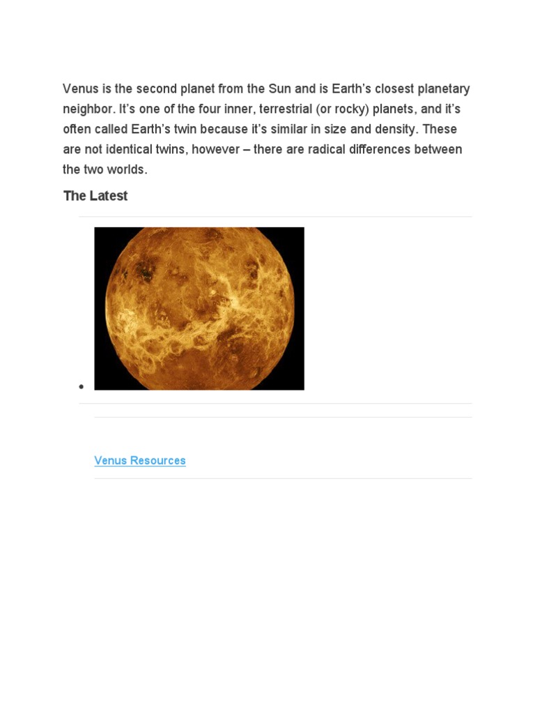 The Latest: Venus Resources | PDF | Venus | Space Probe