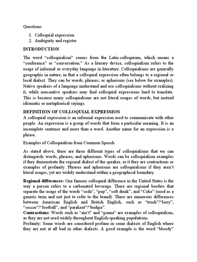 Colloquial Expression | PDF | Ambiguity | Grammar