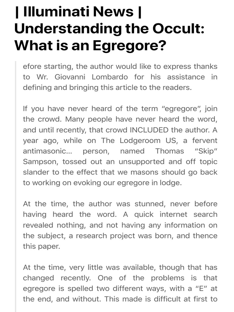 Illuminati News - Understanding The Occult: What Is An Egregore? | PDF ...