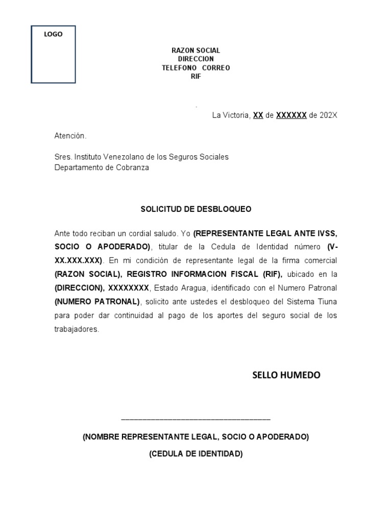 Modelo de Carta de Desbloqueo | PDF